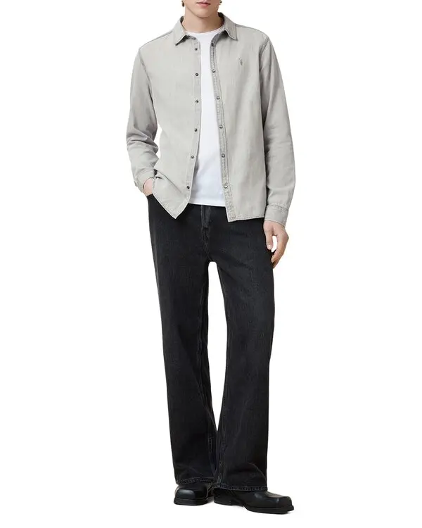 ALLSAINTS Gleason Long Sleeve Denim Shirt - Grey