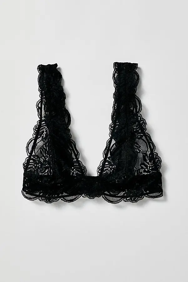 Free People Last Dance Lace Plunge Bralette - Black
