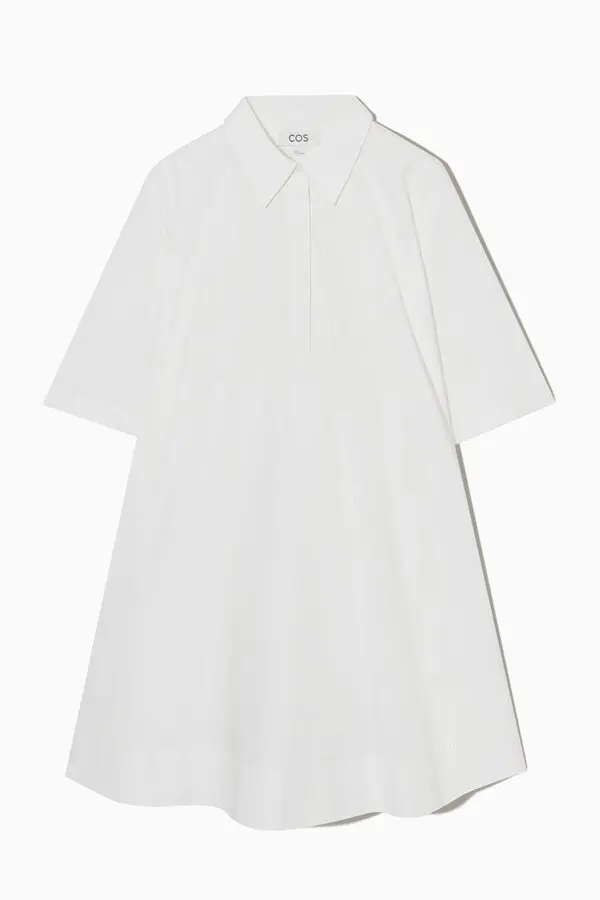 Cos A-Line Short-Sleeve Shirt Dress - White