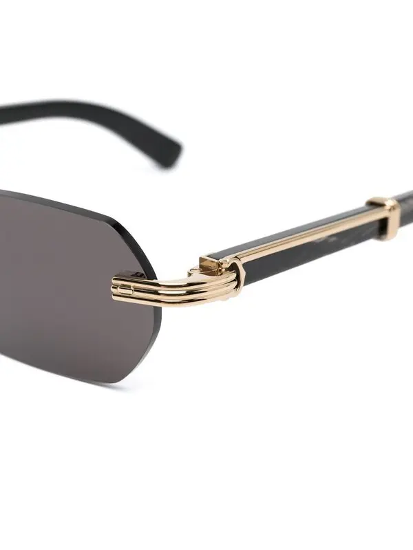 Cartier Rectangle Rimless Sunglasses - Black