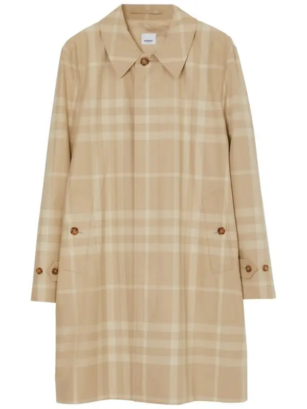 Burberry Checked Cotton Long Coat