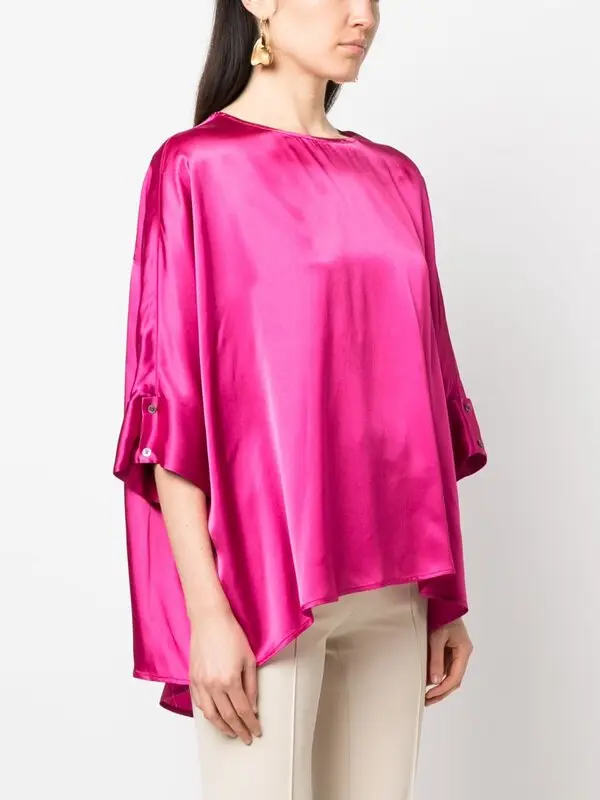 BLANCA VITA Draped Satin Blouse