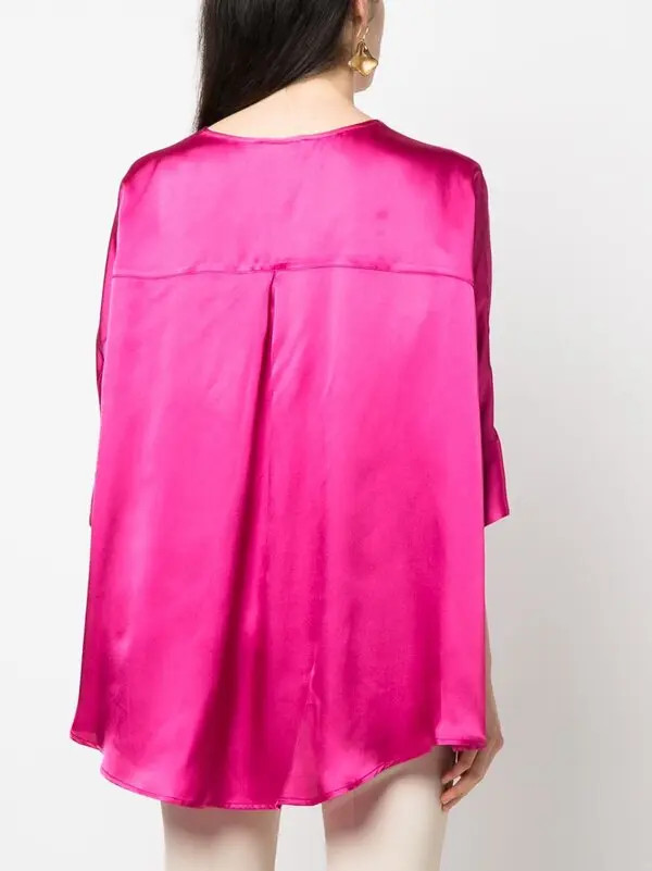 BLANCA VITA Draped Satin Blouse
