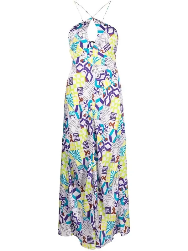 FORTE_FORTE Geometric-pattern Midi Dress - Purple