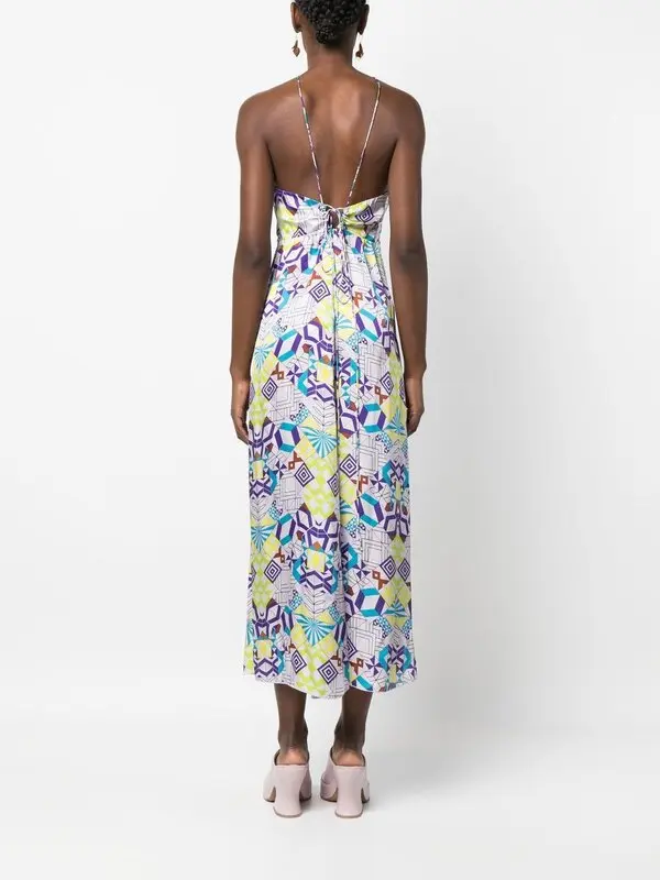 FORTE_FORTE Geometric-pattern Midi Dress - Purple