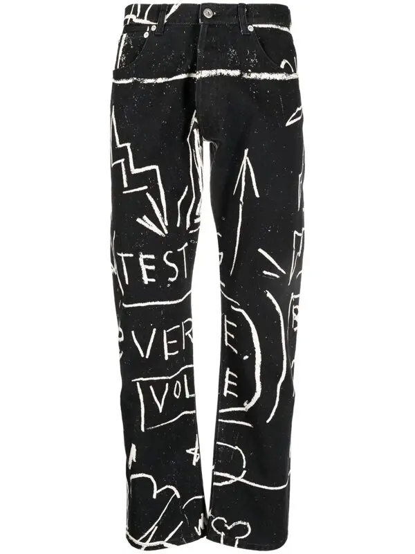 HONEY FUCKING DIJON Doodle-print Trousers