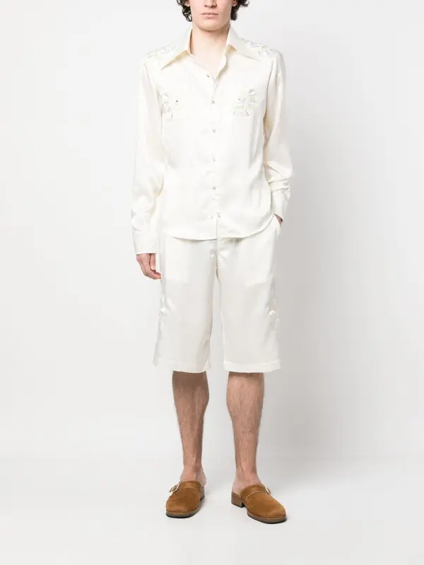 BLUEMARBLE Embroidered Satin Shorts - Neutrals