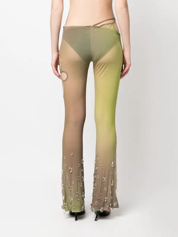 Gcds Sita Crystal-drop Tulle Trousers - Green