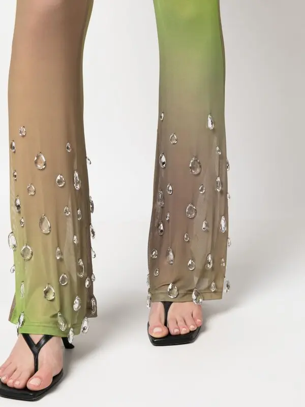 Gcds Sita Crystal-drop Tulle Trousers - Green