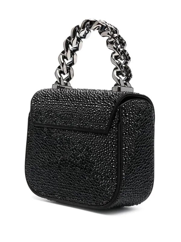 Versace La Medusa Embellished Satin Mini Bag - Black
