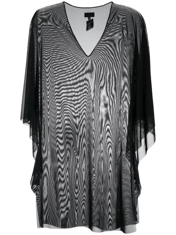 FISICO Sheer V-neck Tunic - Black
