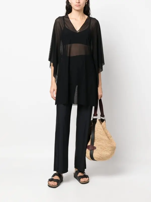 FISICO Sheer V-neck Tunic - Black