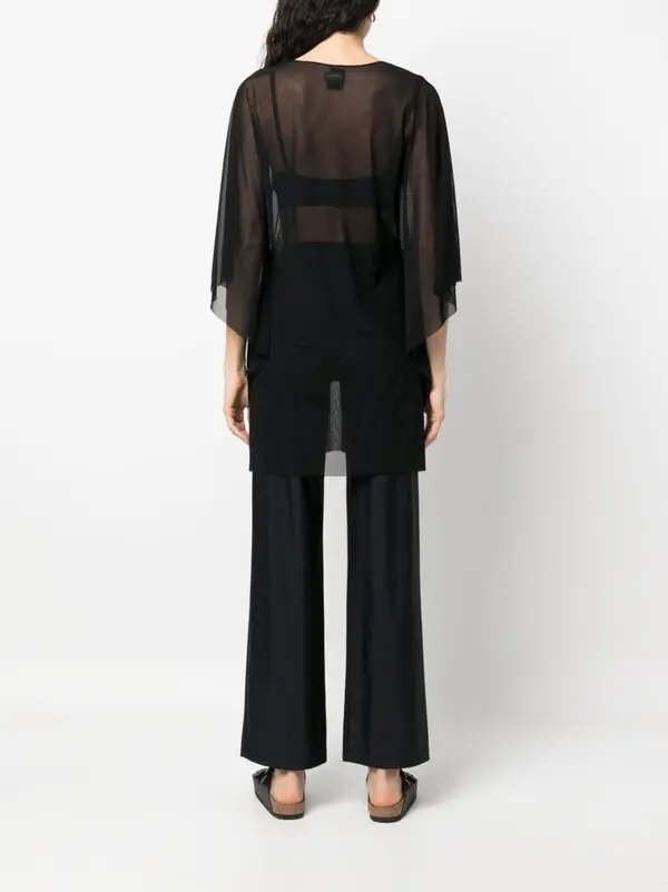 FISICO Sheer V-neck Tunic - Black