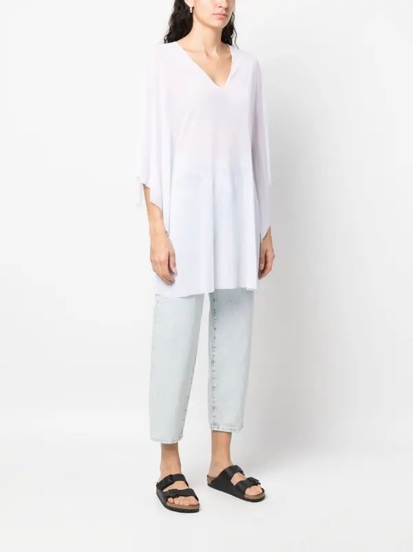 FISICO Semi-sheer V-neck Tunic - White