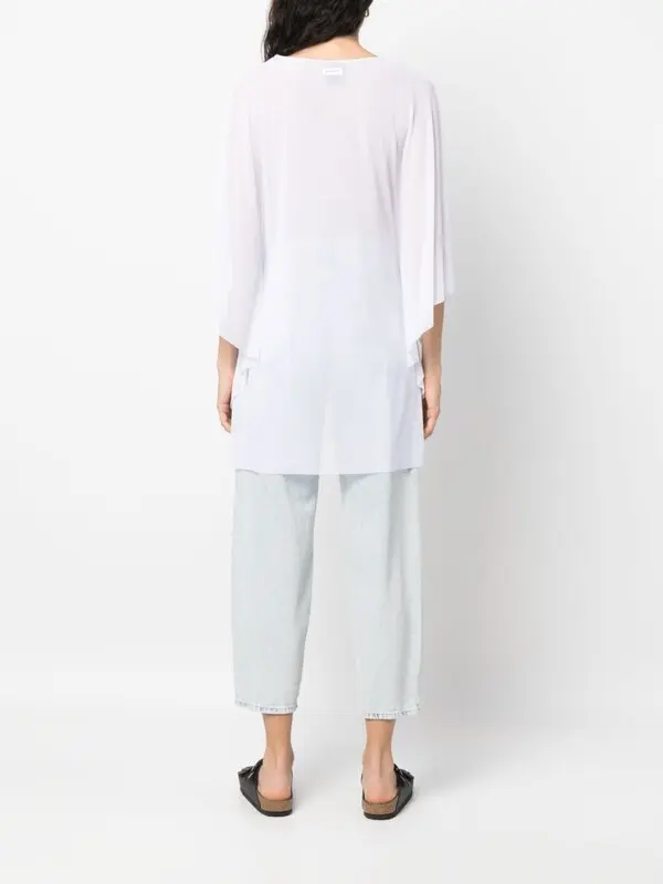 FISICO Semi-sheer V-neck Tunic - White