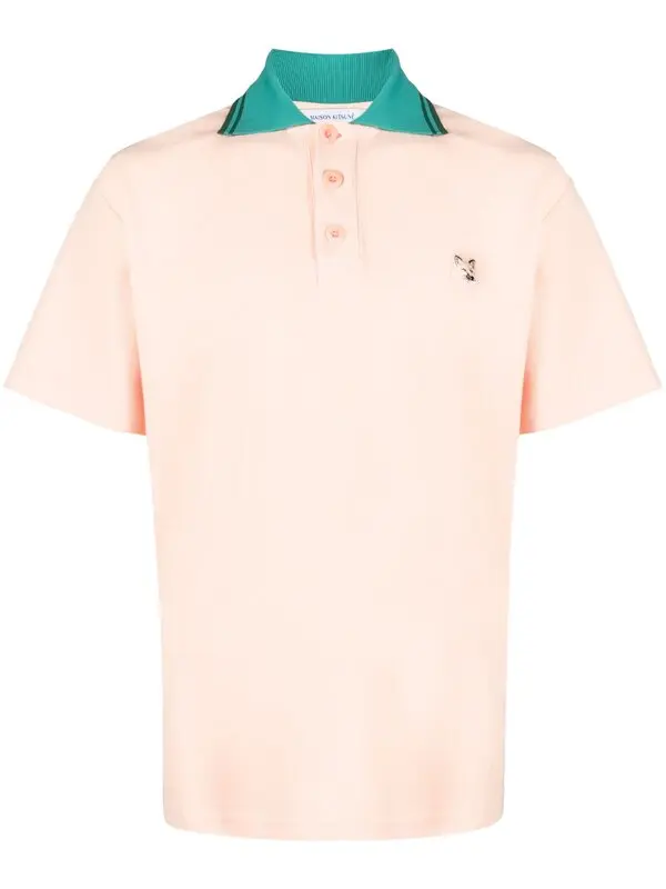 Maison Kitsuné Logo-appliqué Piqué Polo Shirt - Orange
