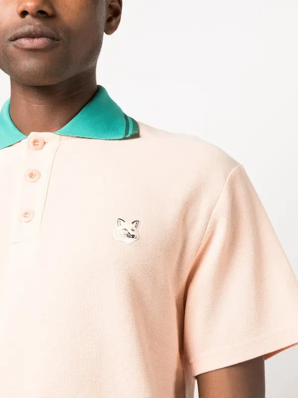 Maison Kitsuné Logo-appliqué Piqué Polo Shirt - Orange