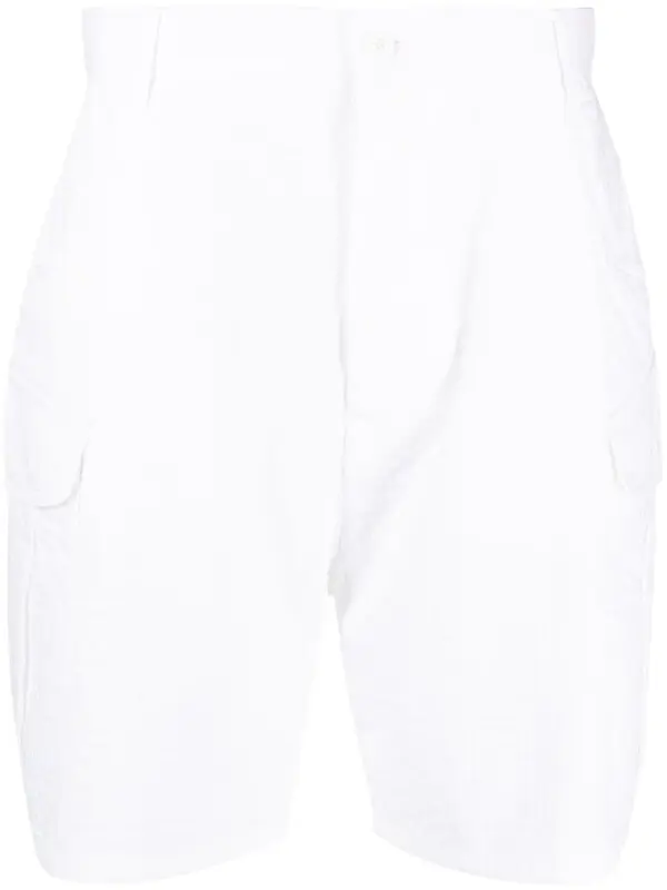 Giorgio Armani Seersucker High-waisted Cargo Shorts - White