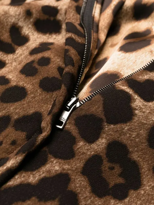 Dolce & Gabbana Leopard-print Long-sleeve Dress - Brown