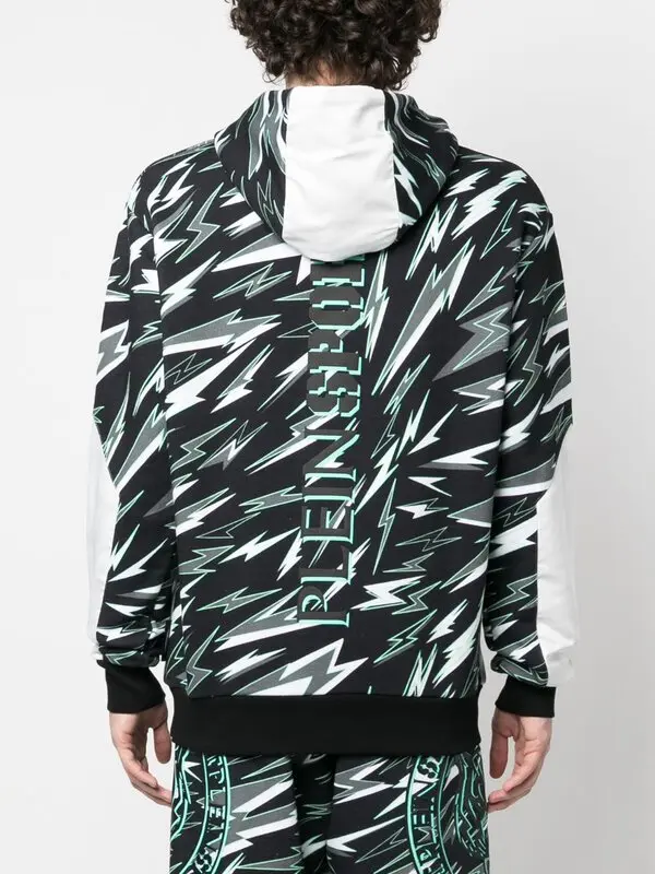 PLEIN SPORT Lightning-print Color-block Hoodie