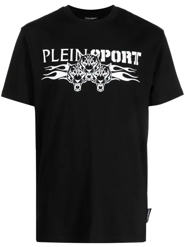 PLEIN SPORT Logo Tiger-print T-shirt - Black