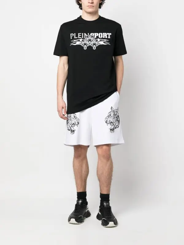 PLEIN SPORT Logo Tiger-print T-shirt - Black
