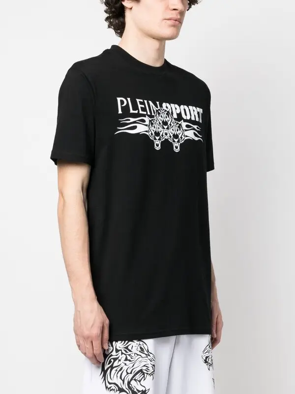 PLEIN SPORT Logo Tiger-print T-shirt - Black