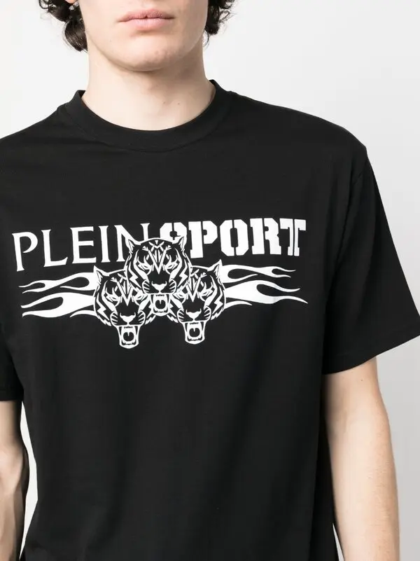 PLEIN SPORT Logo Tiger-print T-shirt - Black