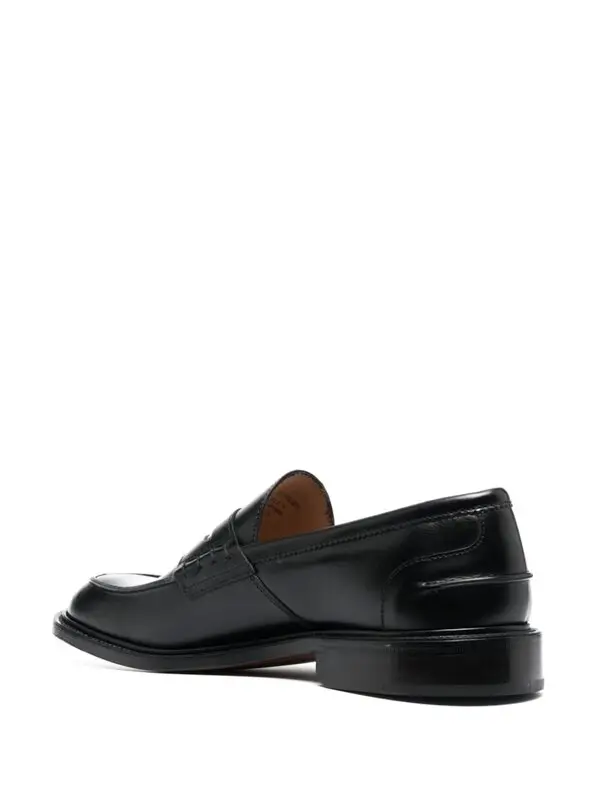 TRICKER'S Almond Toe Leather Loafers - Black