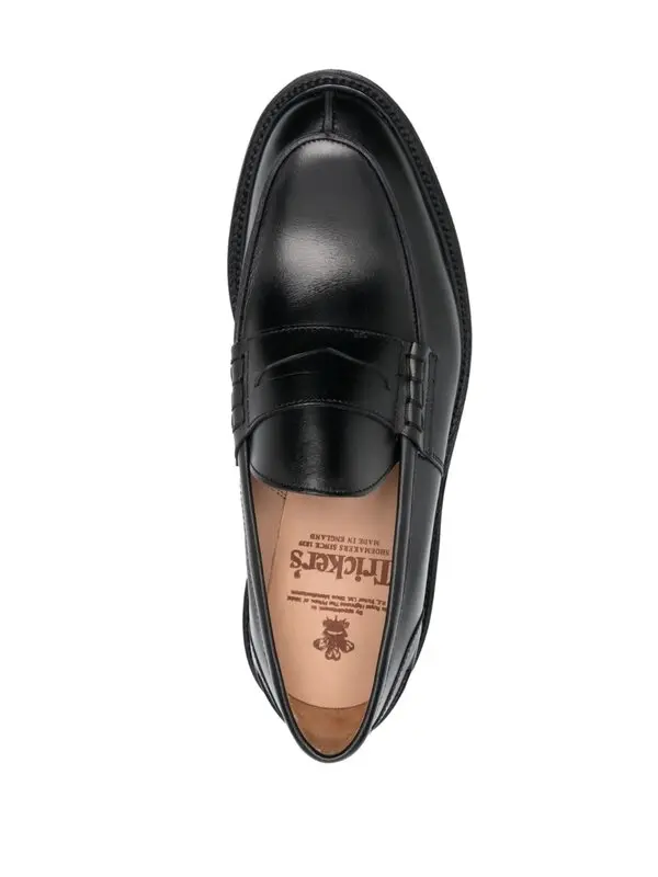 TRICKER'S Almond Toe Leather Loafers - Black