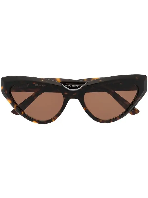 Balenciaga Logo-plaque Cat-eye Sunglasses - Brown