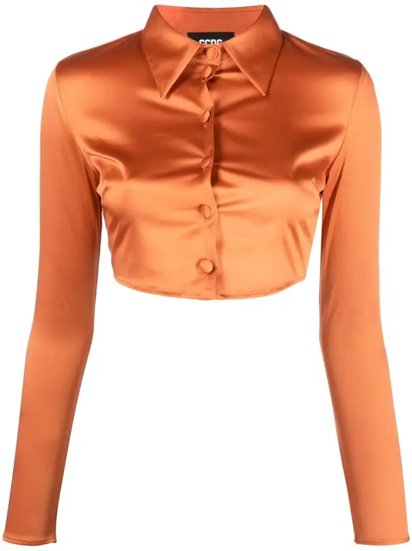 Gcds Cropped Satin Shirt