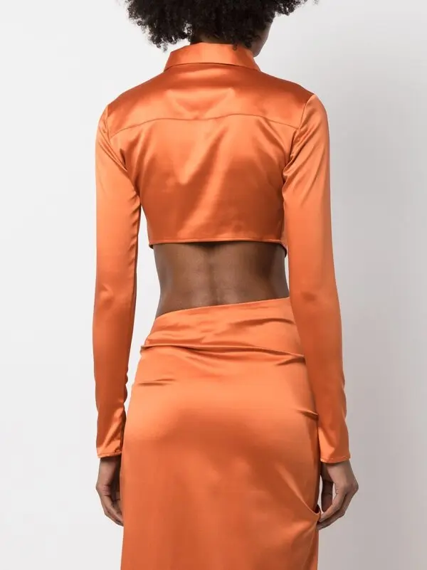 Gcds Cropped Satin Shirt