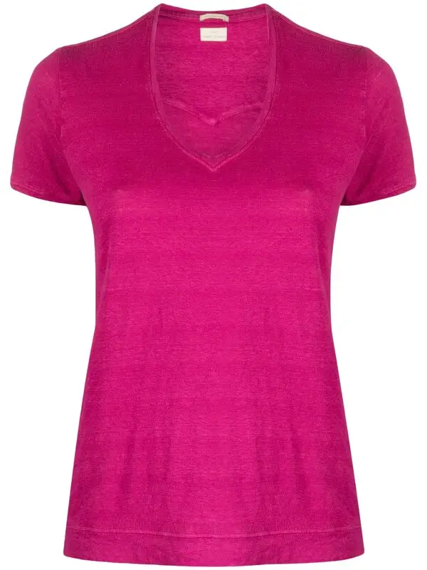 Massimo Alba Flores Short-sleeve Linen T-shirt