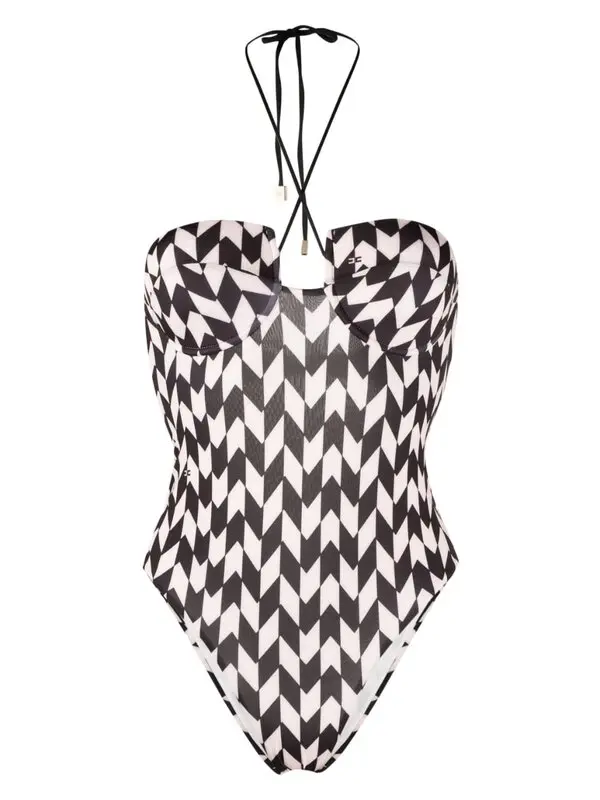 Elisabetta Franchi Geometric-print Swimsuit - Neutrals