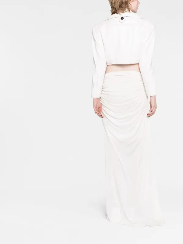 ANDREĀDAMO Draped Maxi Skirt - White