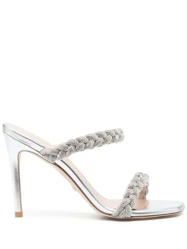 STUART WEITZMAN Braided Crystal-embellished 100mm Mules