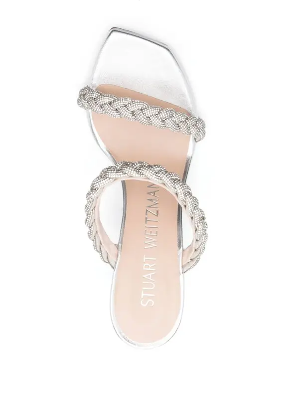 STUART WEITZMAN Braided Crystal-embellished 100mm Mules
