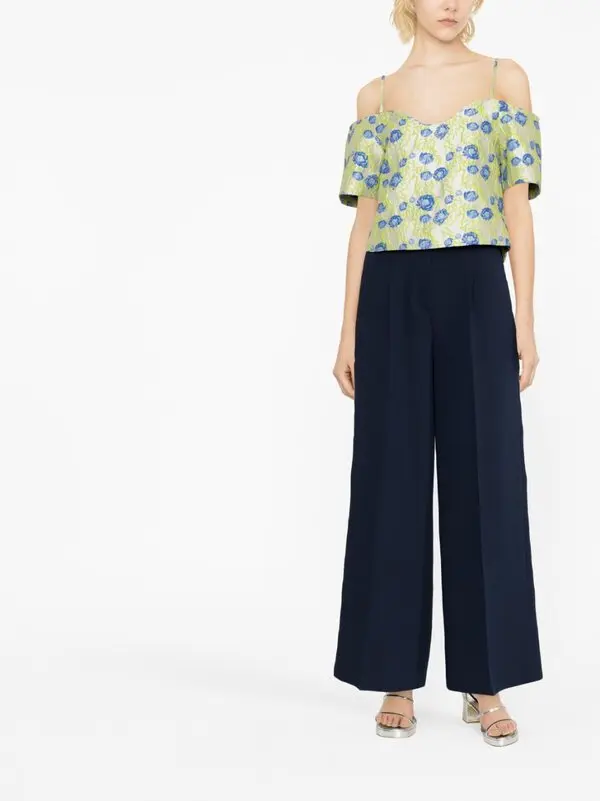 GANNI Floral Jacquard Off-shoulder Blouse