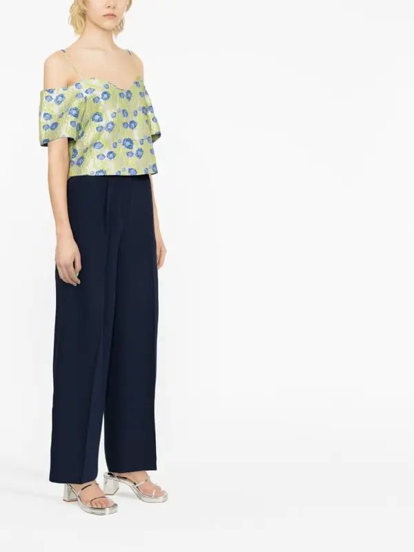 GANNI Floral Jacquard Off-shoulder Blouse