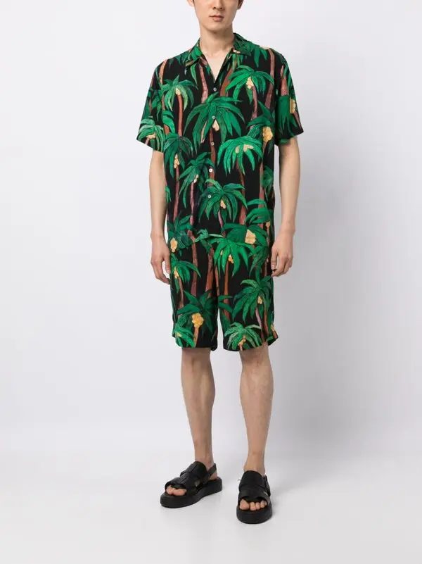 ENDLESS JOY Palm Tree Print Bermuda Shorts