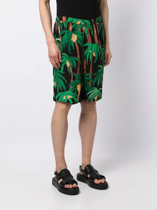 ENDLESS JOY Palm Tree Print Bermuda Shorts