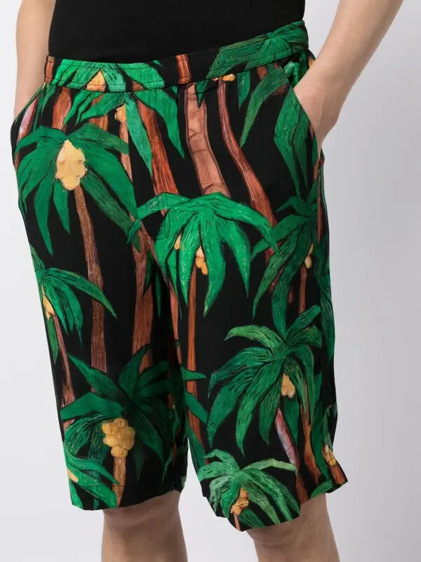 ENDLESS JOY Palm Tree Print Bermuda Shorts