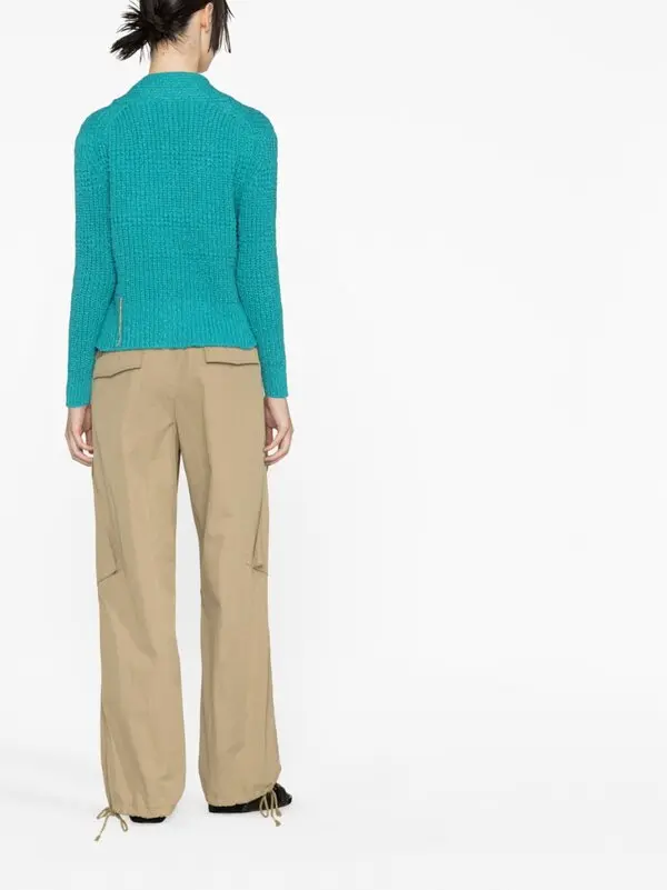 FORTELA V-neck Cropped Cotton Cardigan - Blue