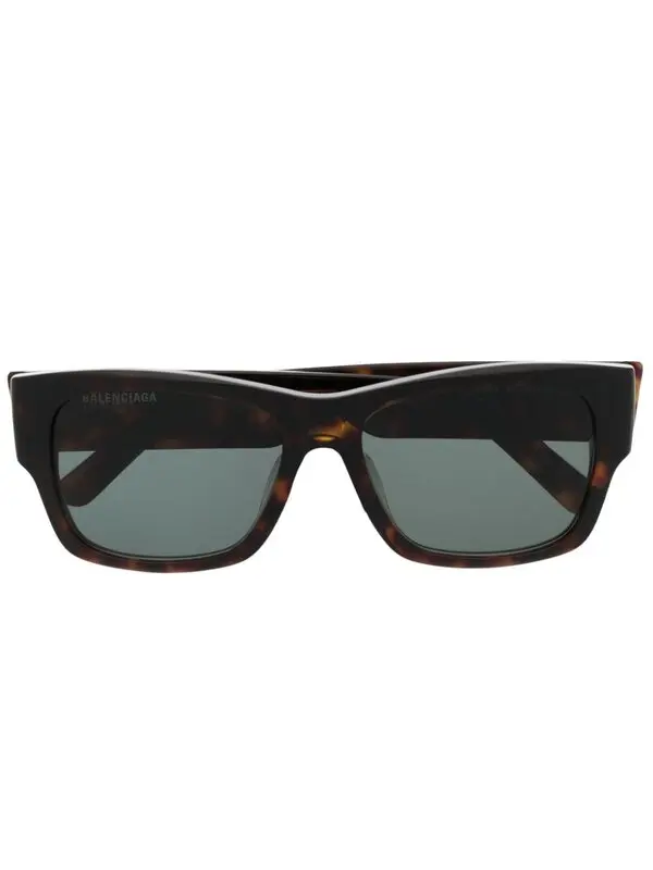 Balenciaga Enamelled Logo Square-frame Sunglasses - Brown