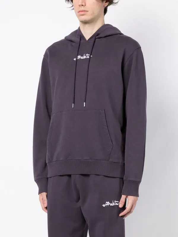 Off-White Embroidered-logo Cotton Hoodie