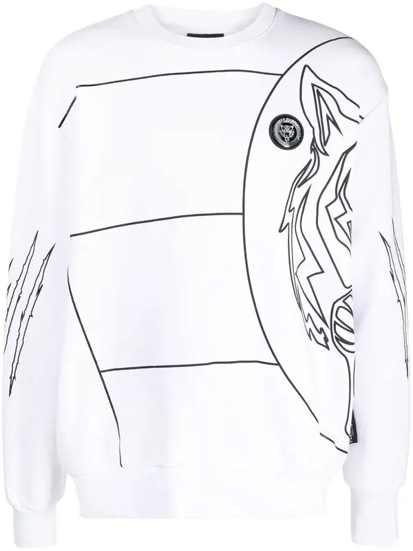 PLEIN SPORT Logo Tiger-print Sweatshirt - White