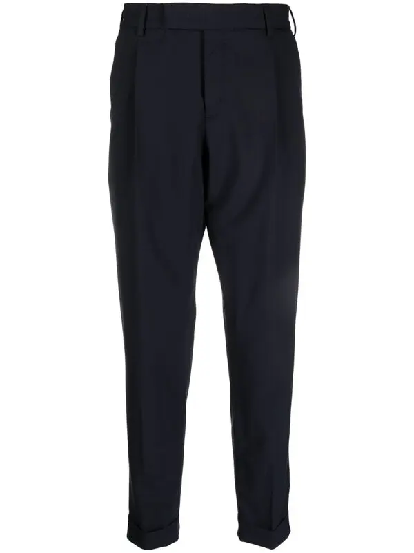 PT TORINO Virgin Wool-blend Cropped Trousers - Blue