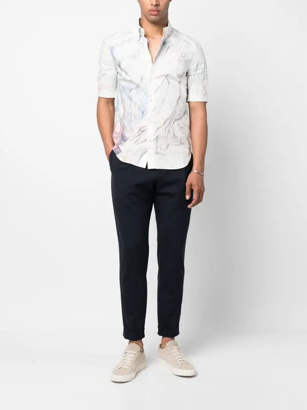 PT TORINO Virgin Wool-blend Cropped Trousers - Blue
