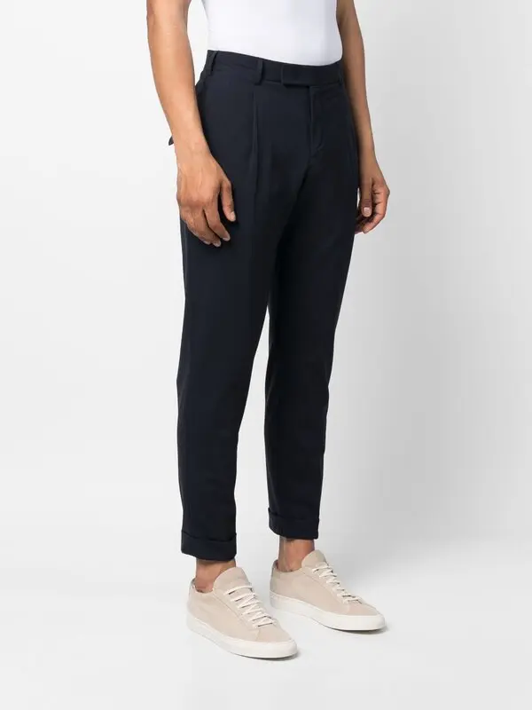 PT TORINO Virgin Wool-blend Cropped Trousers - Blue